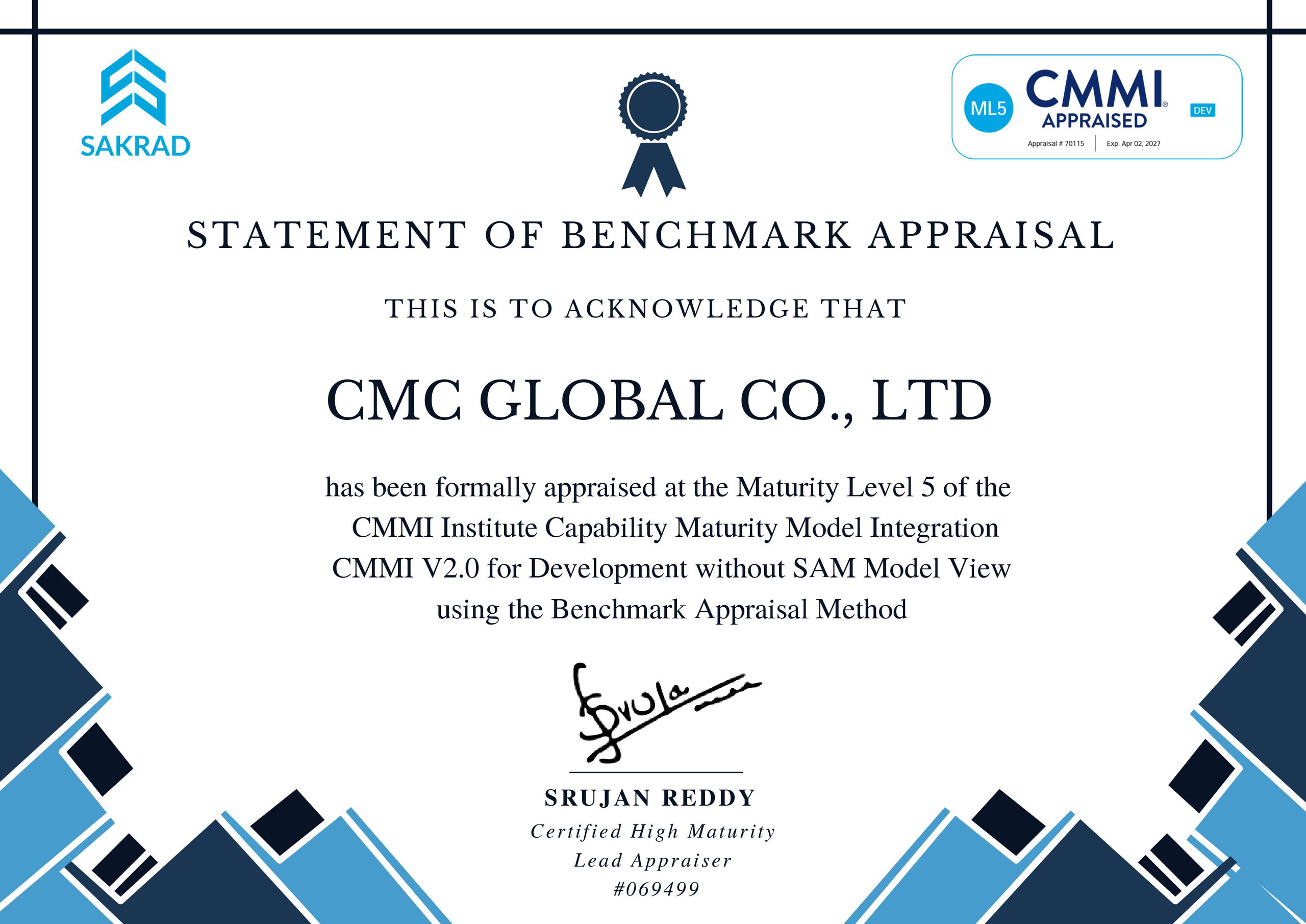 CMC Global đạt chứng chỉ CMMI cấp 5 - Cổng Thông tin điện tử Bộ Khoa học và Công nghệ